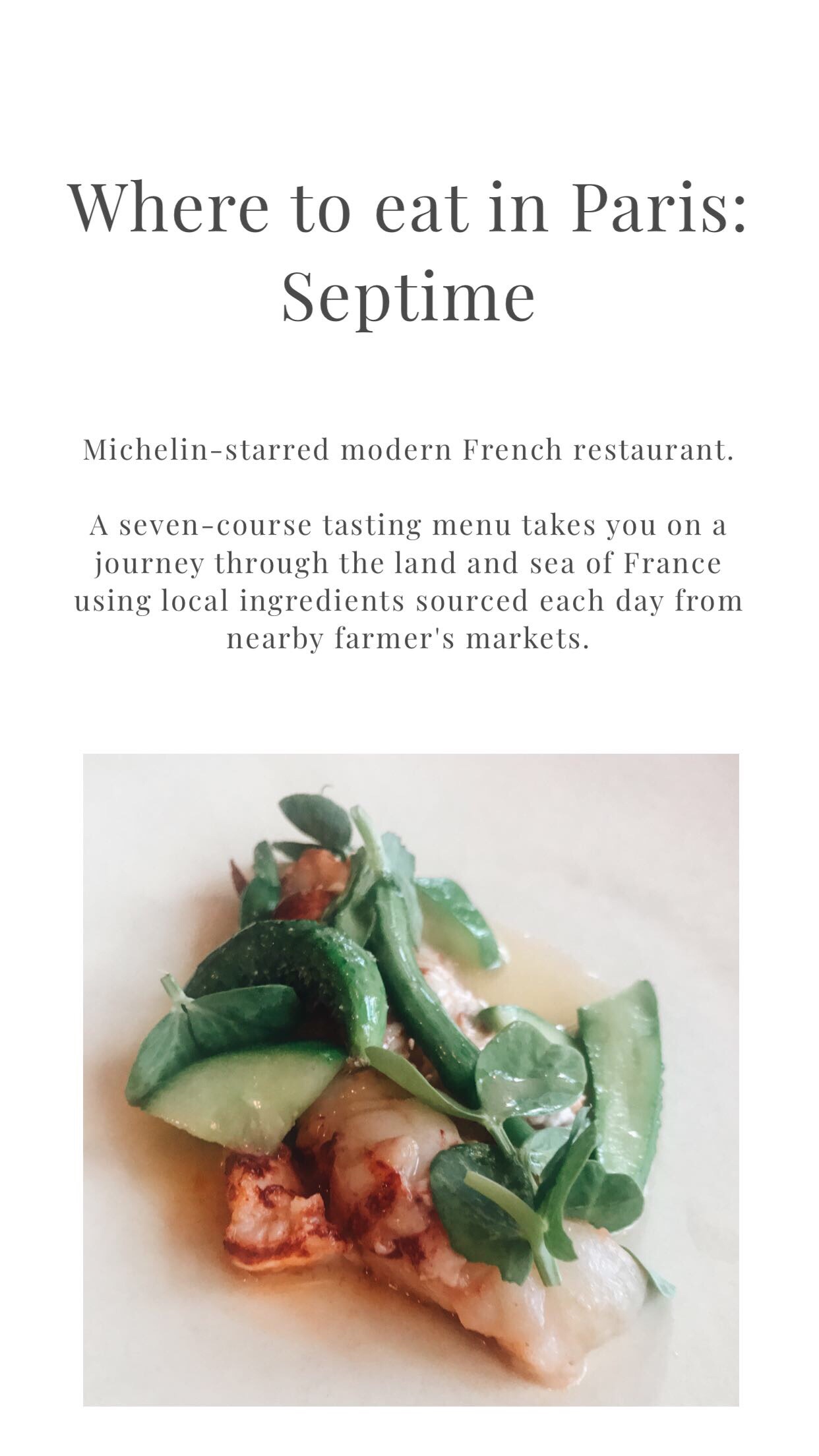 Restaurant Review: Septime | Paris, France – Becca Risa Luna